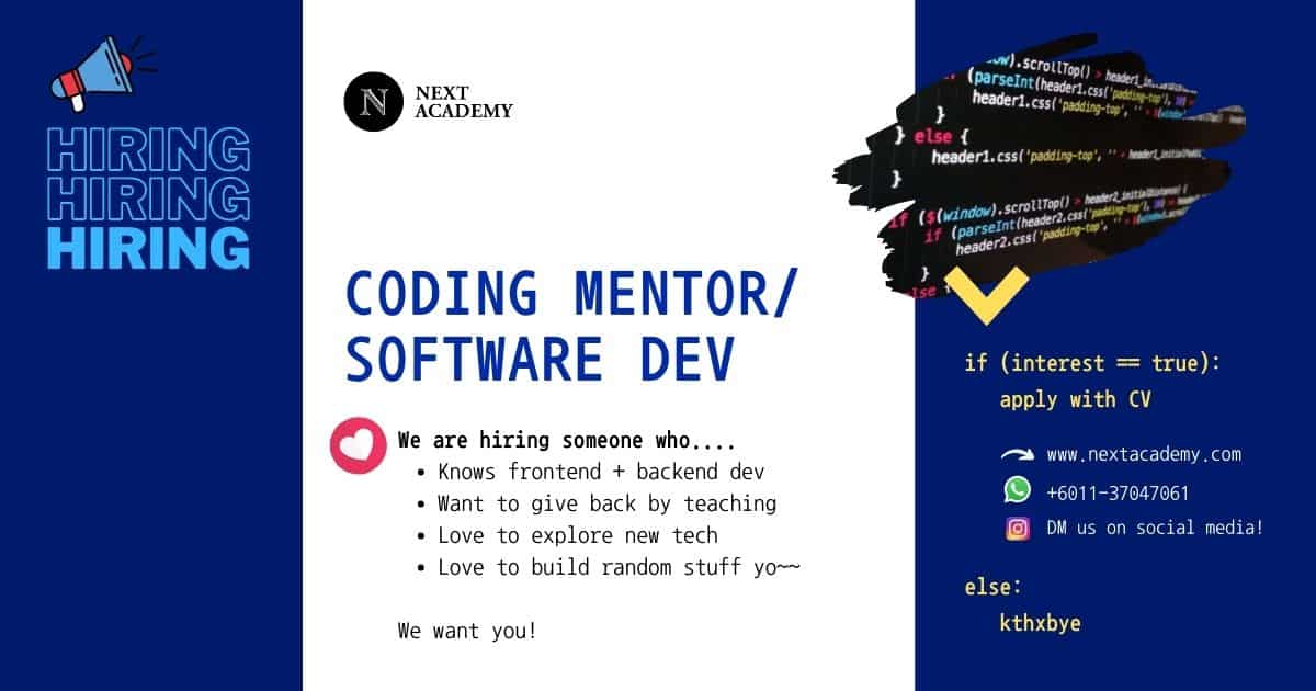 Coding Mentor/ Software Developer Career - NEXT Academy